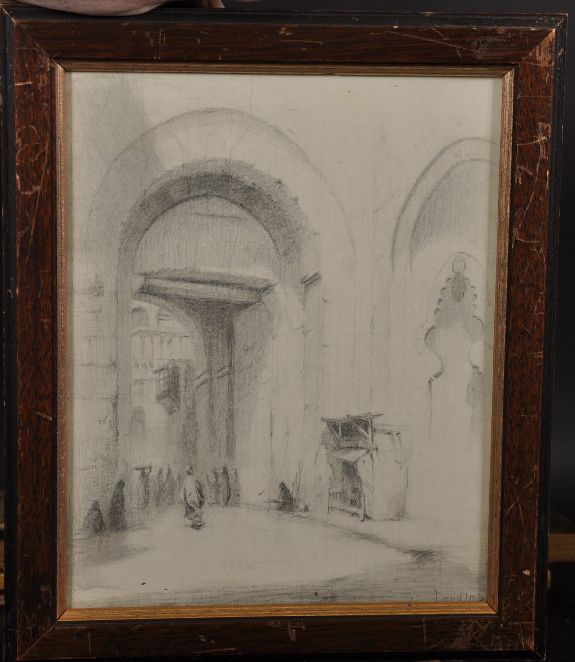 Joseph Bonello (1878- ?) Maltese. "El Mahassin, Cairo", A Street Scene ...