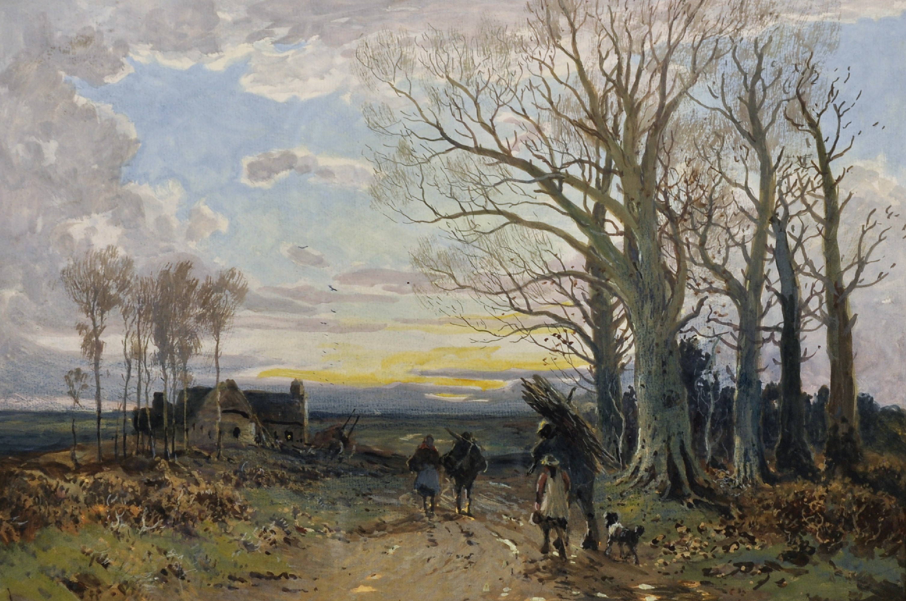William Manners (1860-1930) British. Figures on a Track at Dusk ...
