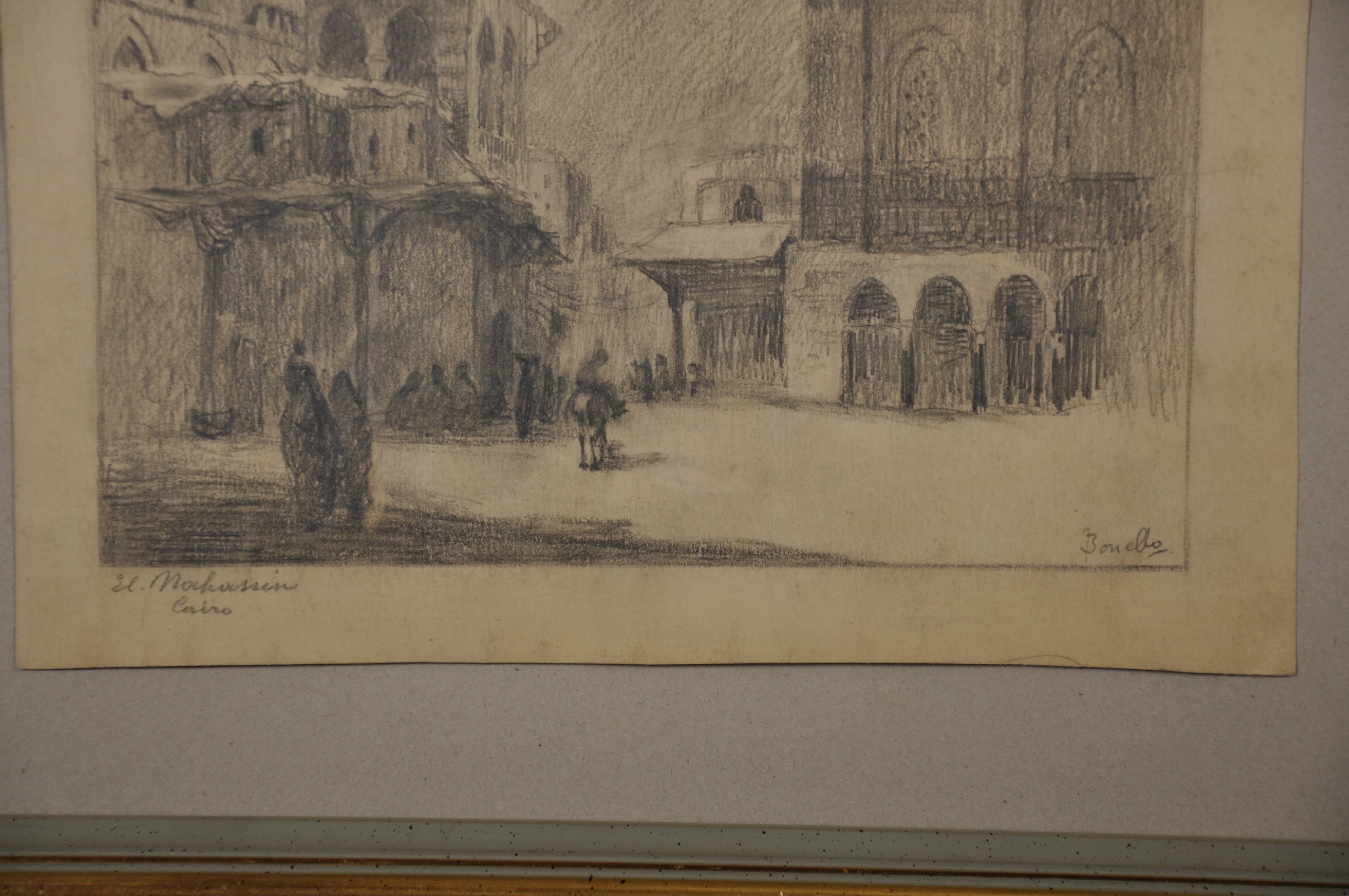 Joseph Bonello (1878- ?) Maltese. "El Mahassin, Cairo", A Street Scene ...