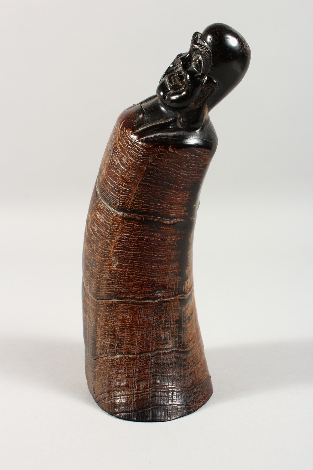 A 19TH / 20TH CENTURY CARVED CHINESE HORN OF BUDDHA, possibly rhino ...