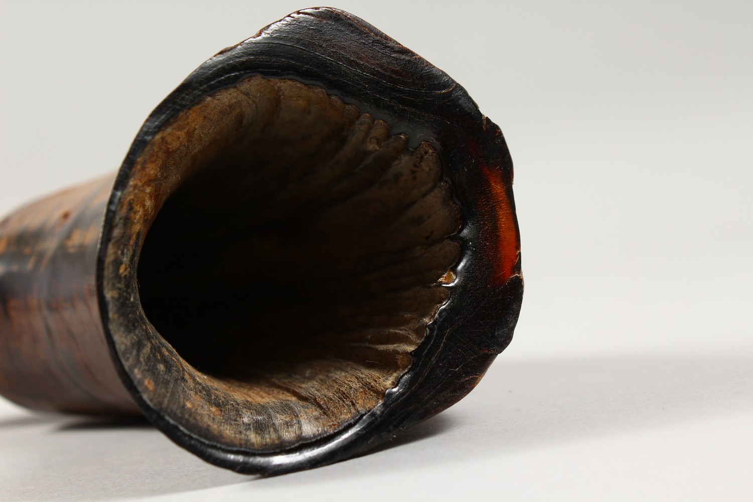 A 19TH / 20TH CENTURY CARVED CHINESE HORN OF BUDDHA, possibly rhino ...