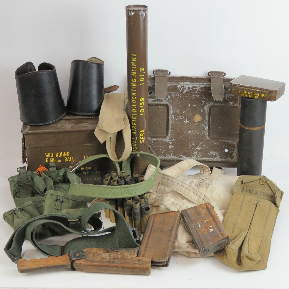 A quantity of assorted British Military items including; ammo cans, .50 ...