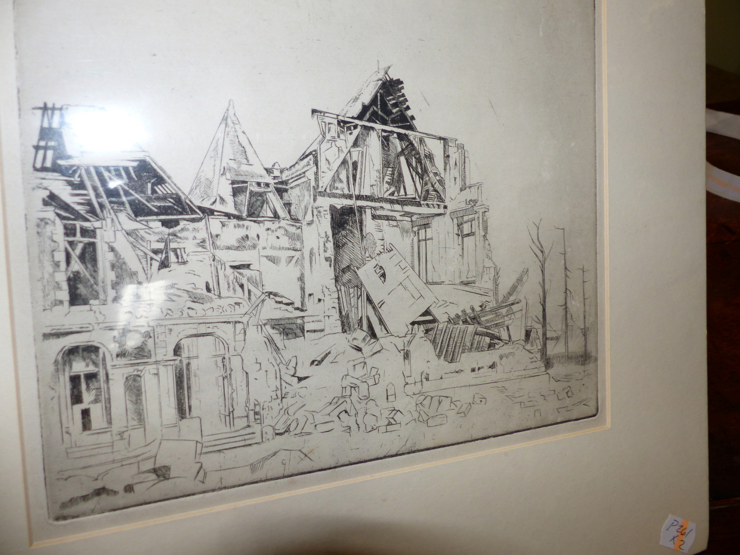 SIR WILLIAM ROTHENSTEIN. (1872-1945) TWO DRYPOINT ETCHINGS OF WWI. WAR ...