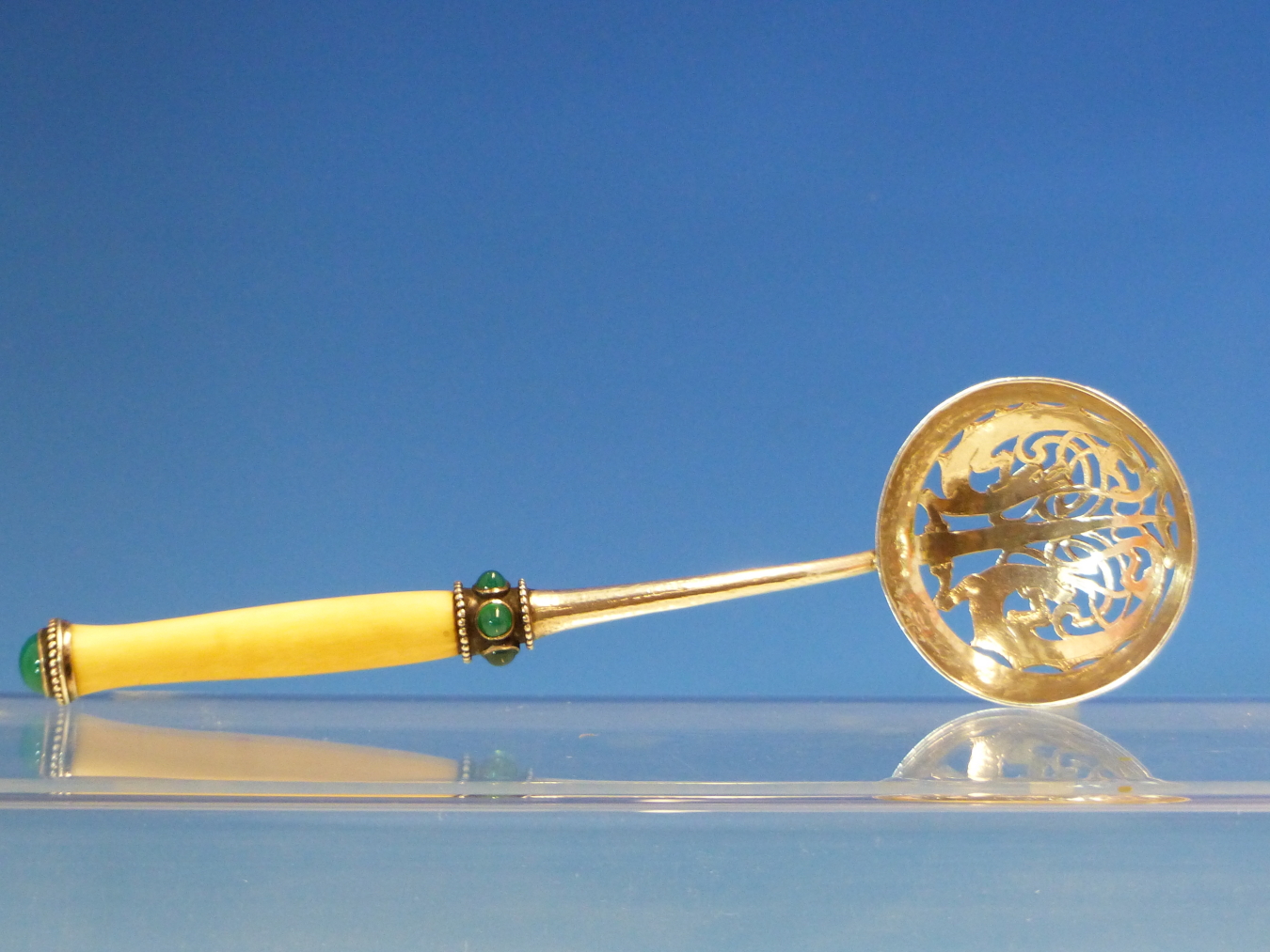 A RARE GUILD OF HANDICRAFTS Ltd SILVER SIFTER SPOON DESIGNED BY CHARLES ...