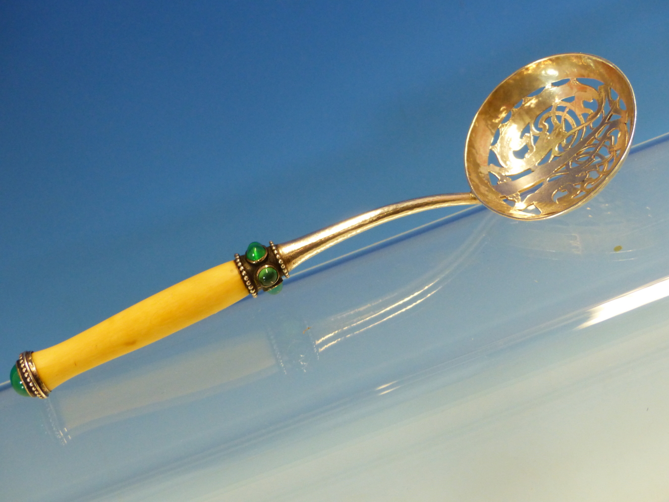 A RARE GUILD OF HANDICRAFTS Ltd SILVER SIFTER SPOON DESIGNED BY CHARLES ...
