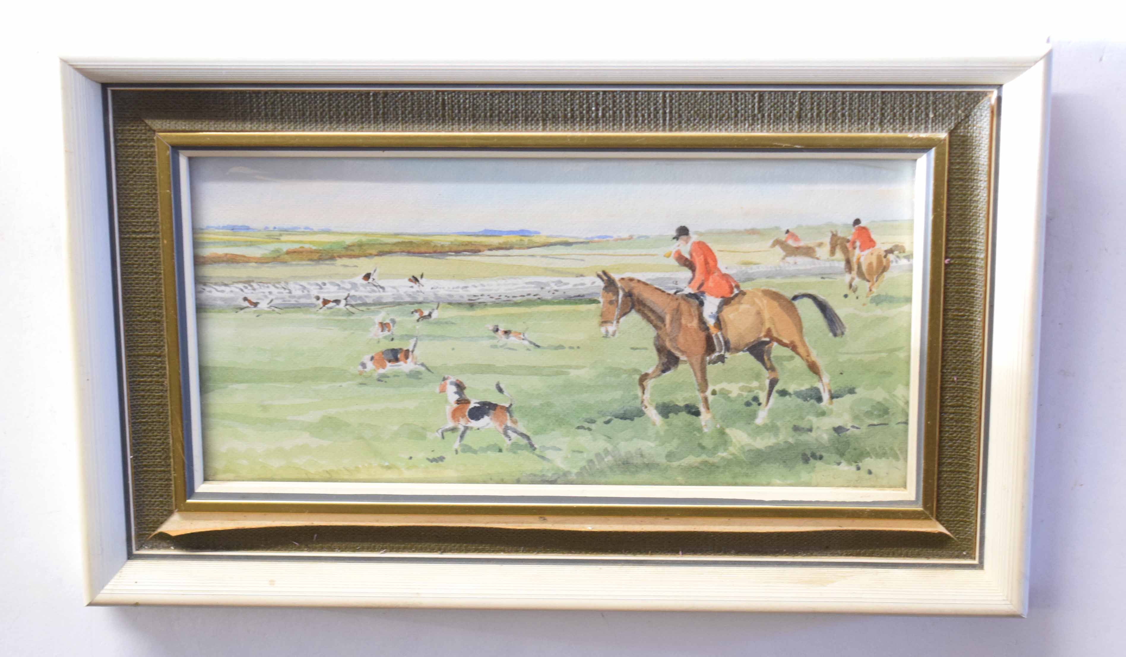 Jason Partner, one signed, group of three watercolours, Hunting scenes ...