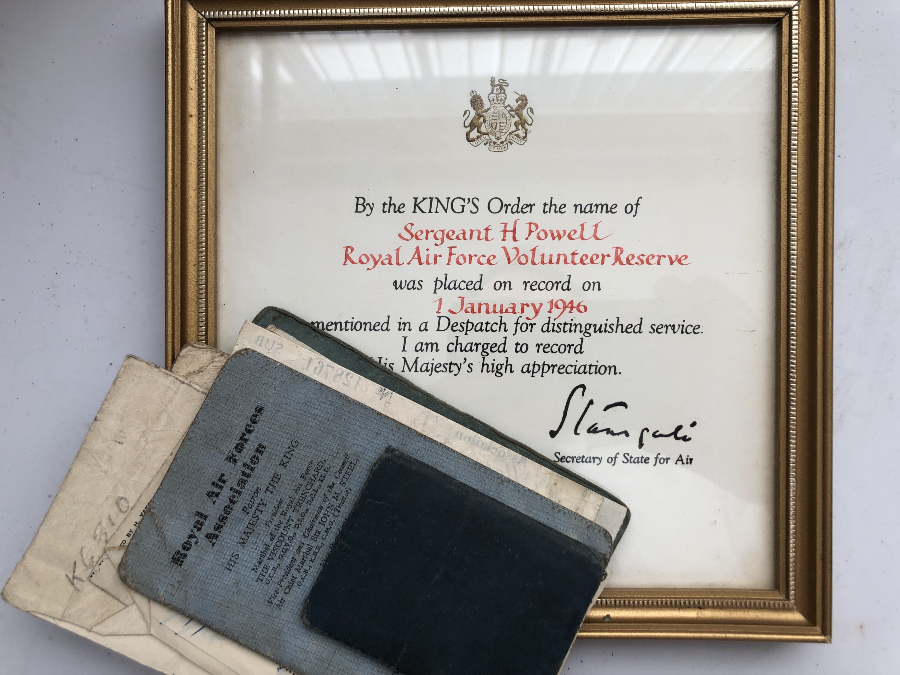 A Second World War RAF Mentioned in Despatch document group to Sergeant ...