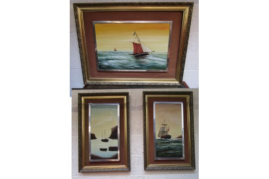 3 oil paintings - Ship themes by Morley Wescomb | Barnebys