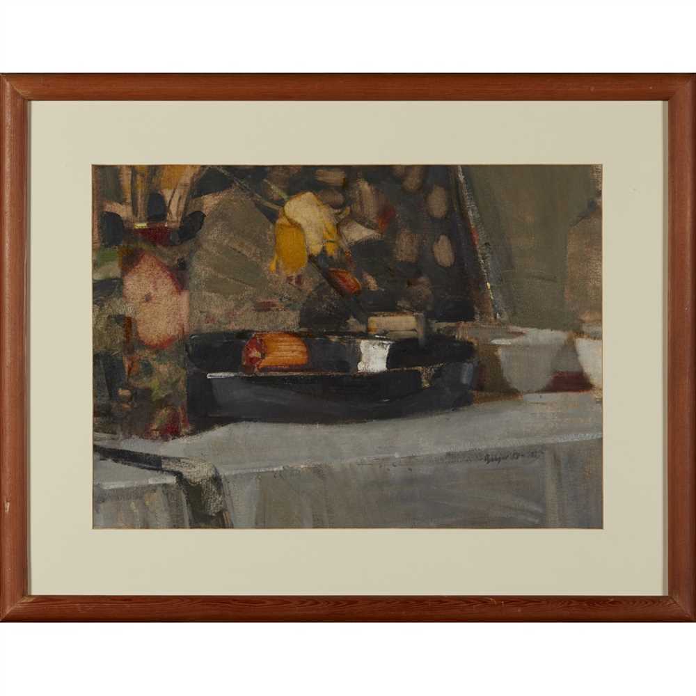 § GORDON BRYCE R.S.A., R.S.W. (SCOTTISH B.1943) JAPANESE STILL-LIFE ...