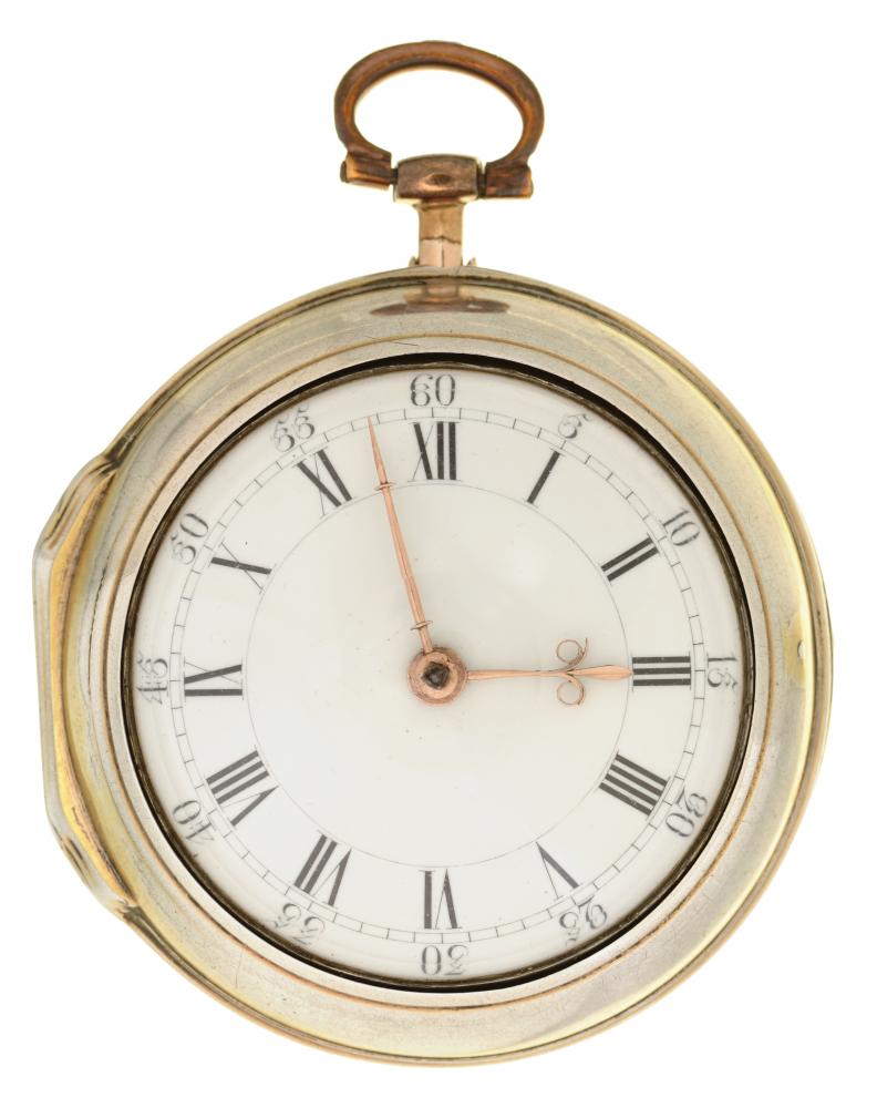 AN ENGLISH SILVER PAIR CASED CYLINDER WATCH [JOHN] ELLICOTT LONDON ...