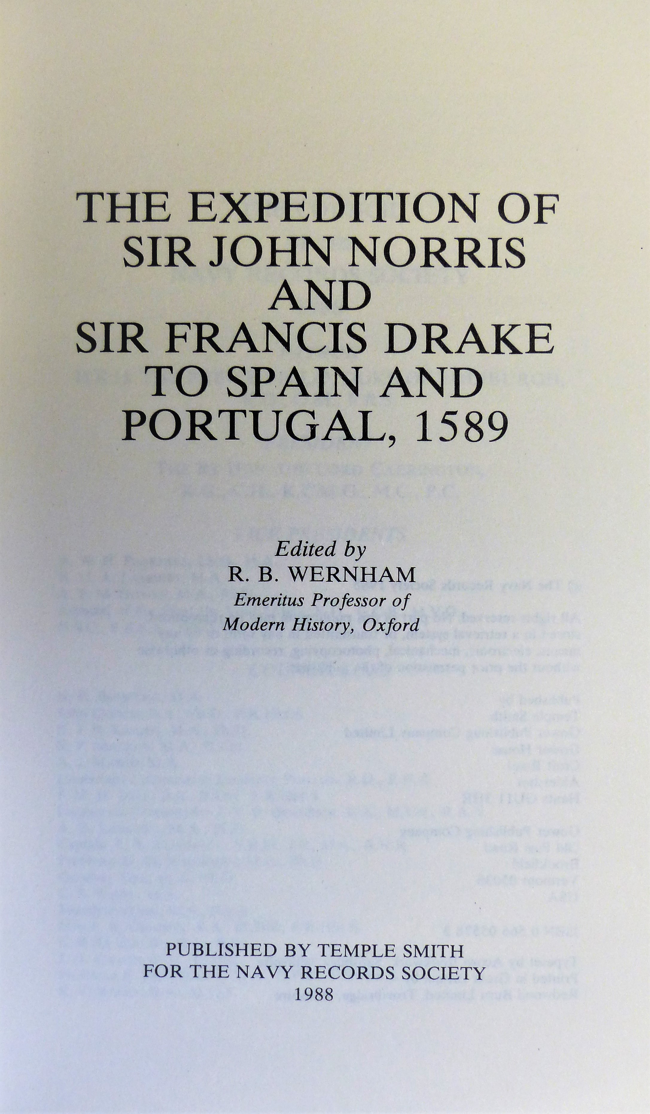 Naval Records Society.- Wernham (R.B.) THE EXPEDITION OF SIR JOHN ...