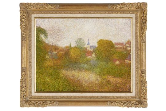 Jean Vollet(French, b. 1935)"Autumn View with Town and Church Steeple ...
