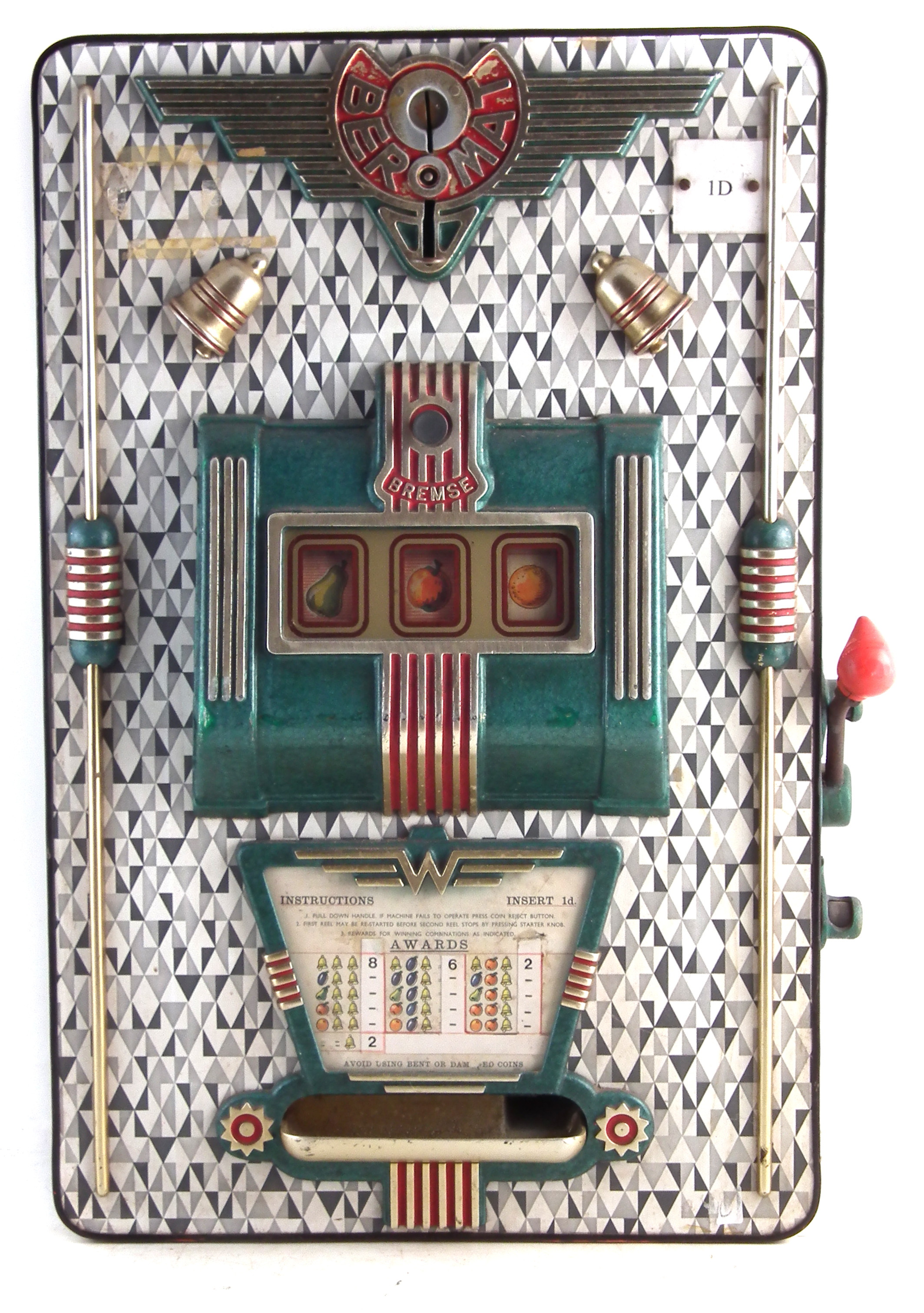 Bremse Beromat one arm bandit fruit machine, with keys, 73cm high The ...