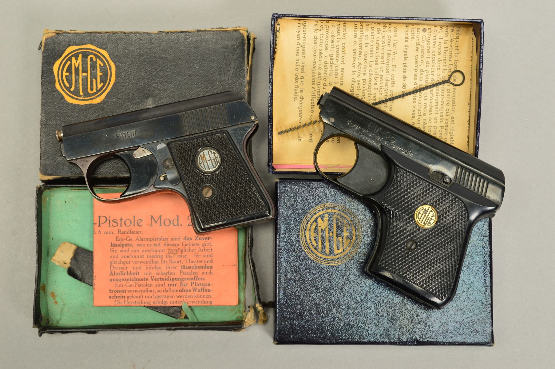 A .22'' BLANK FIRING EM-GE MODEL TWO VERTICALLY VENTING SPORTS STARTING ...