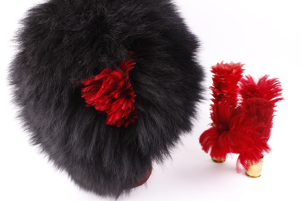Coldstream Guards Colour Sergeant Uniform. Black bearskin with 5 red ...