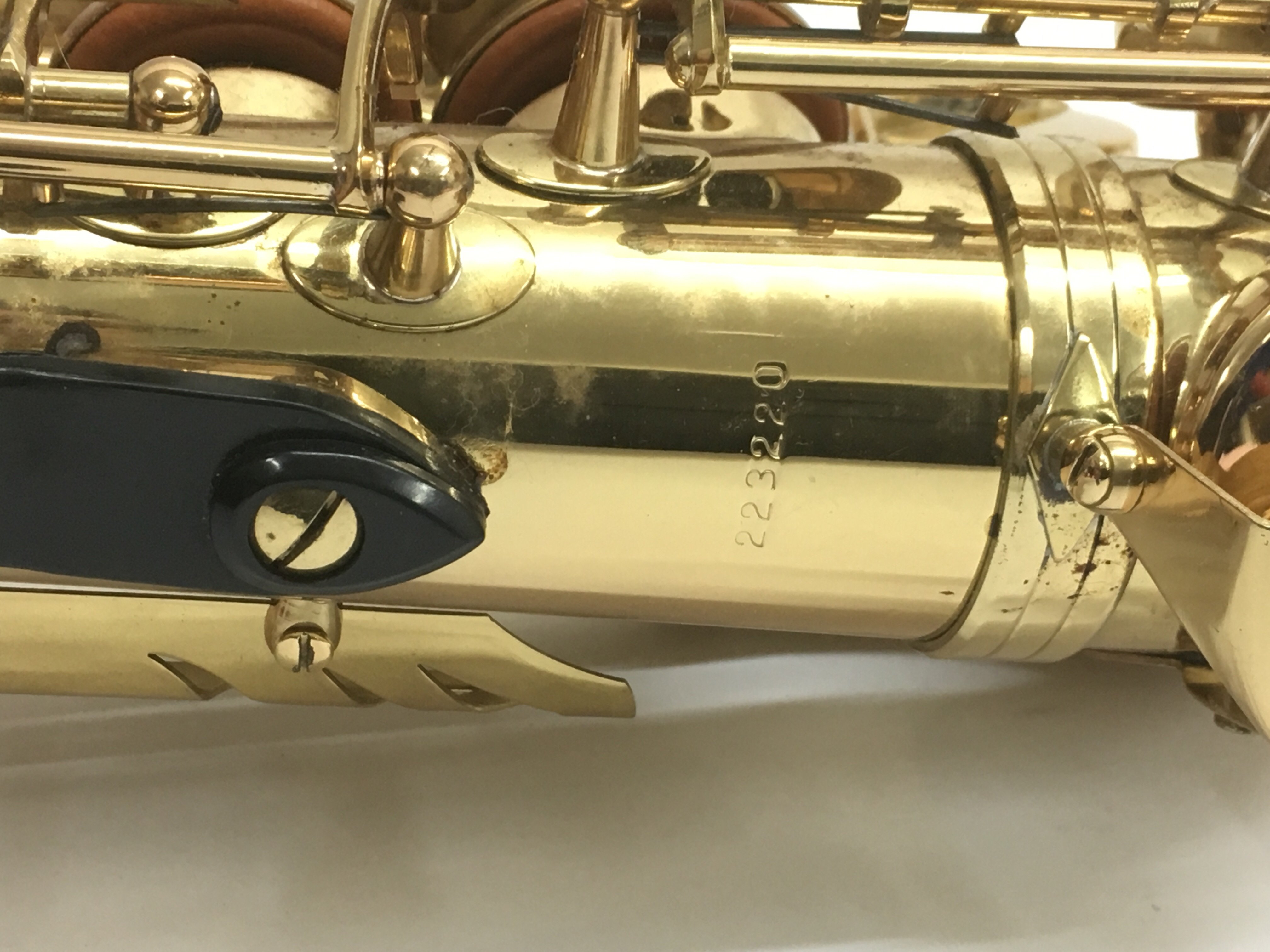 A Blessing saxophone (missing mouthpiece).
