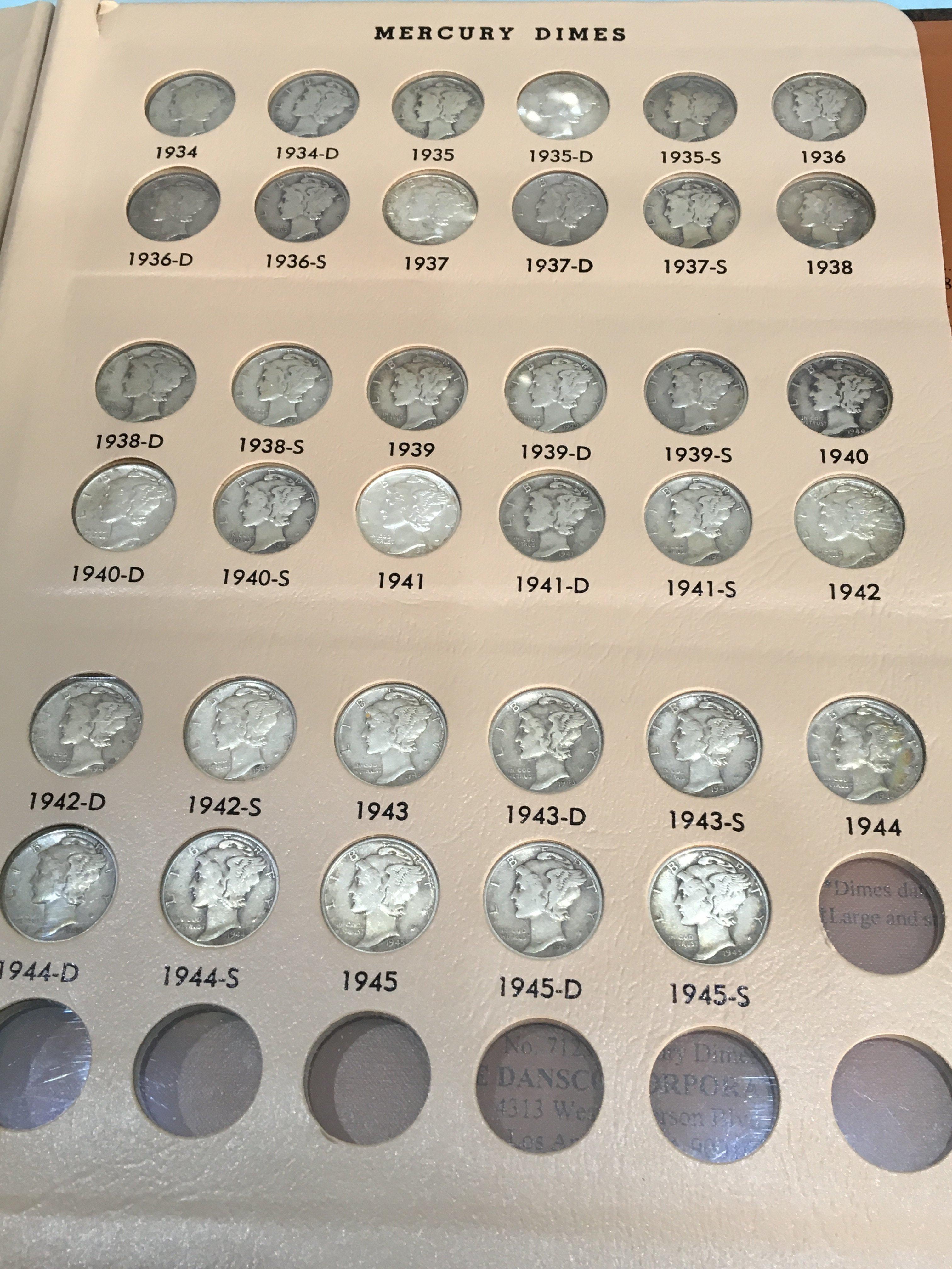 A rare and complete set of Mercury Dimes from 1916-1945 including the ...