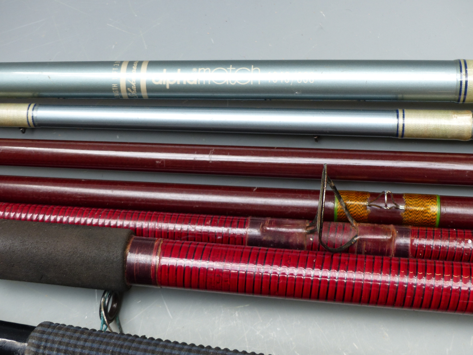 Eight fly fishing and coarse float fishing rods including Norman ...