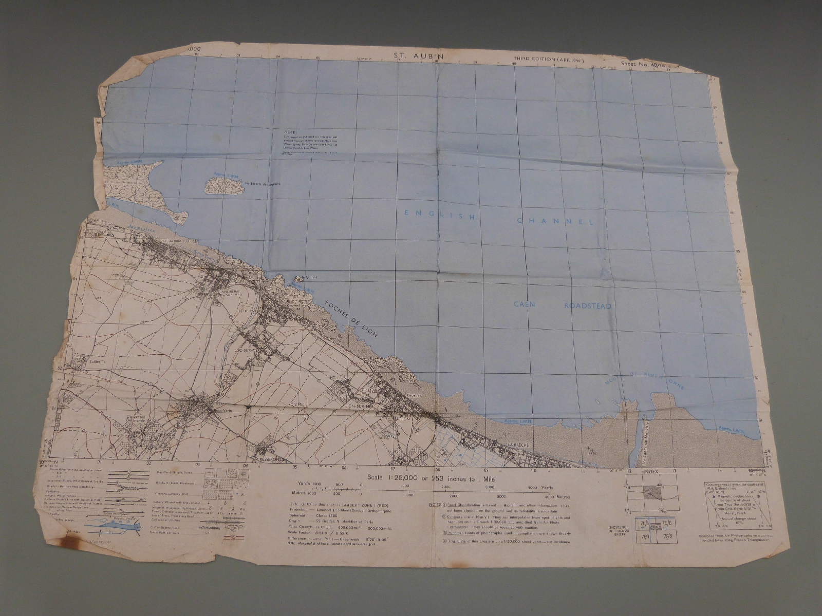 British Army WWII three D-Day maps, the first for Sword Beach stamped ...