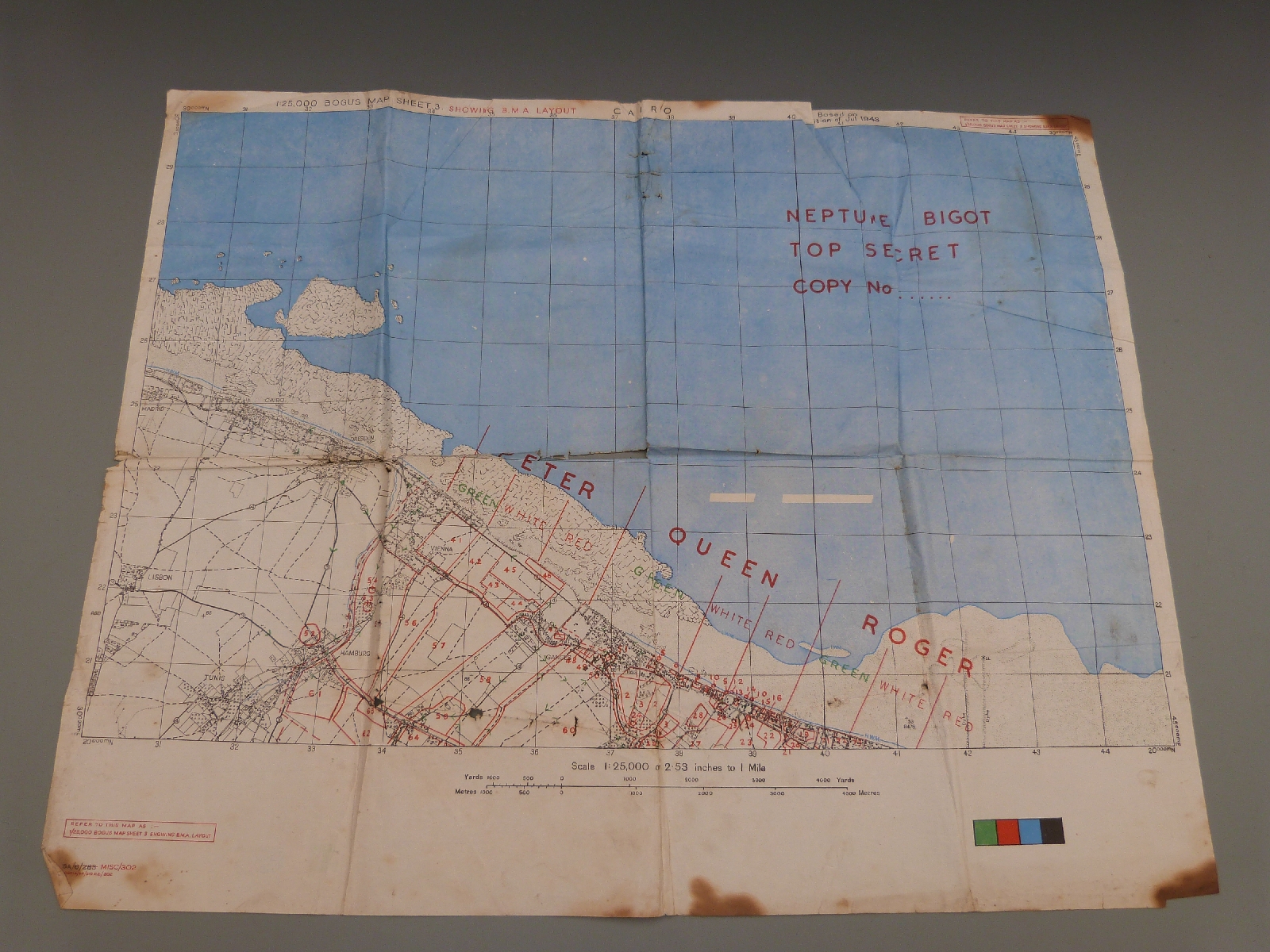 British Army WWII three D-Day maps, the first for Sword Beach stamped ...