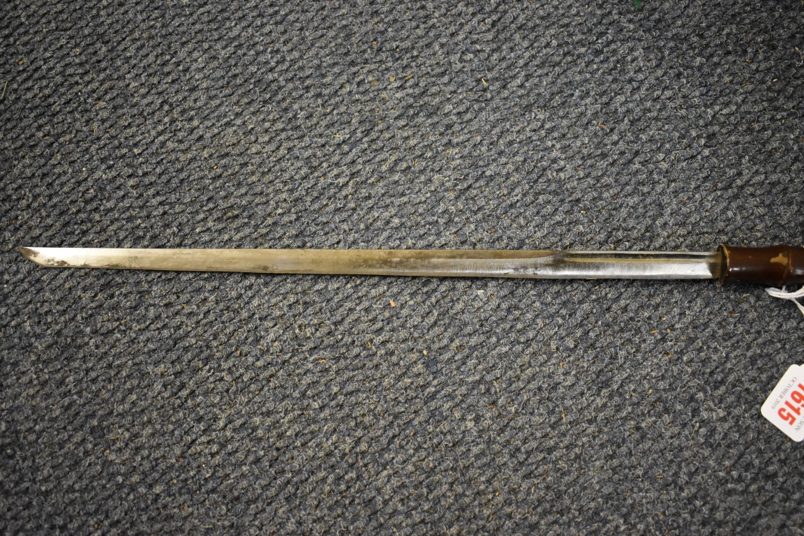 An antique Japanese bamboo sword stick, the blade signed.