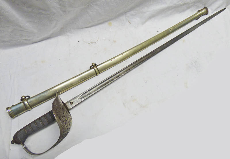 EDWARDIAN 1897 PATTERN INFANTRY OFFICERS SWORD WITH 82CM LONG EPEE ...