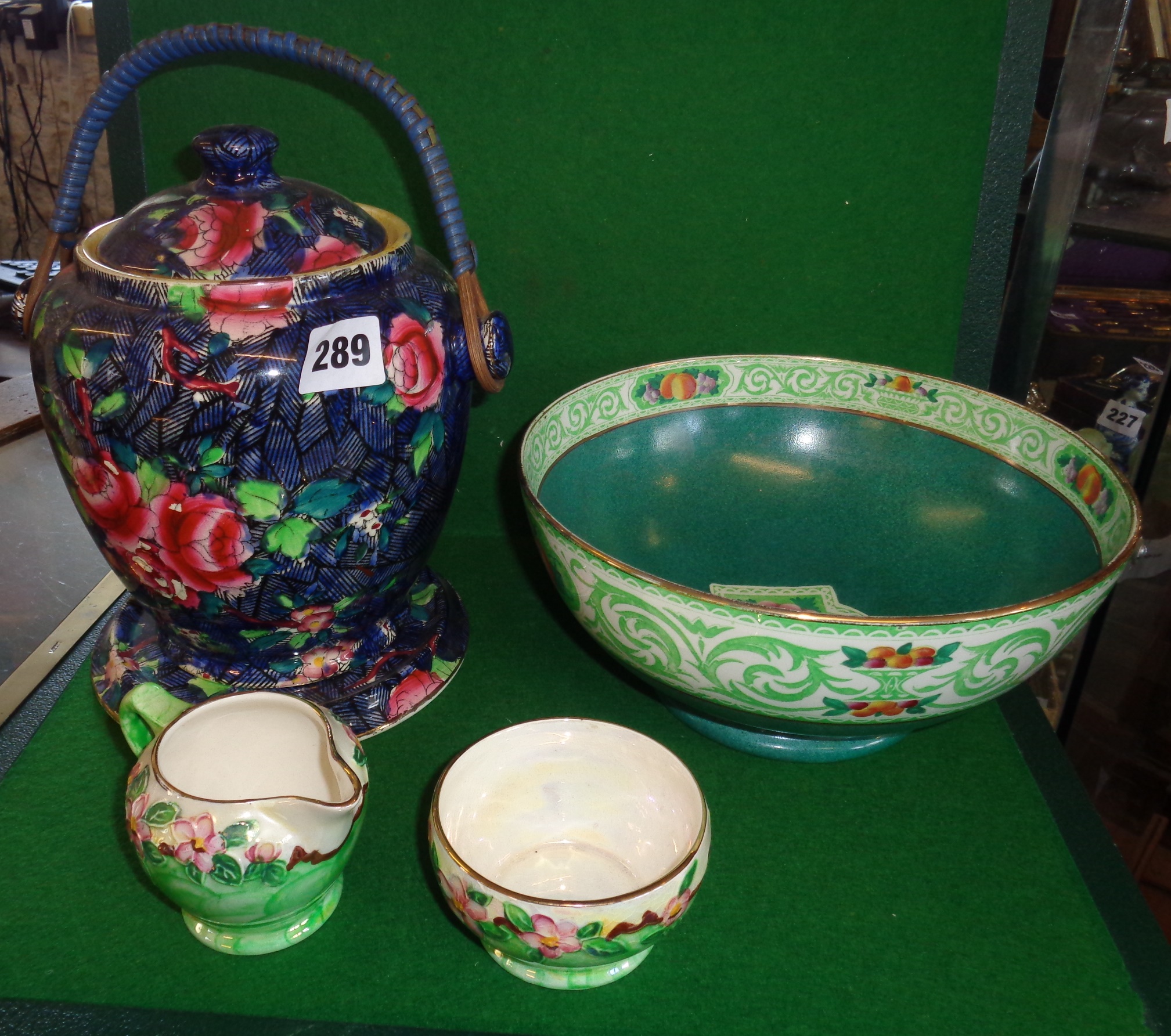 Maling china cream jug and basin, a similar fruit bowl (A/F) and a ...