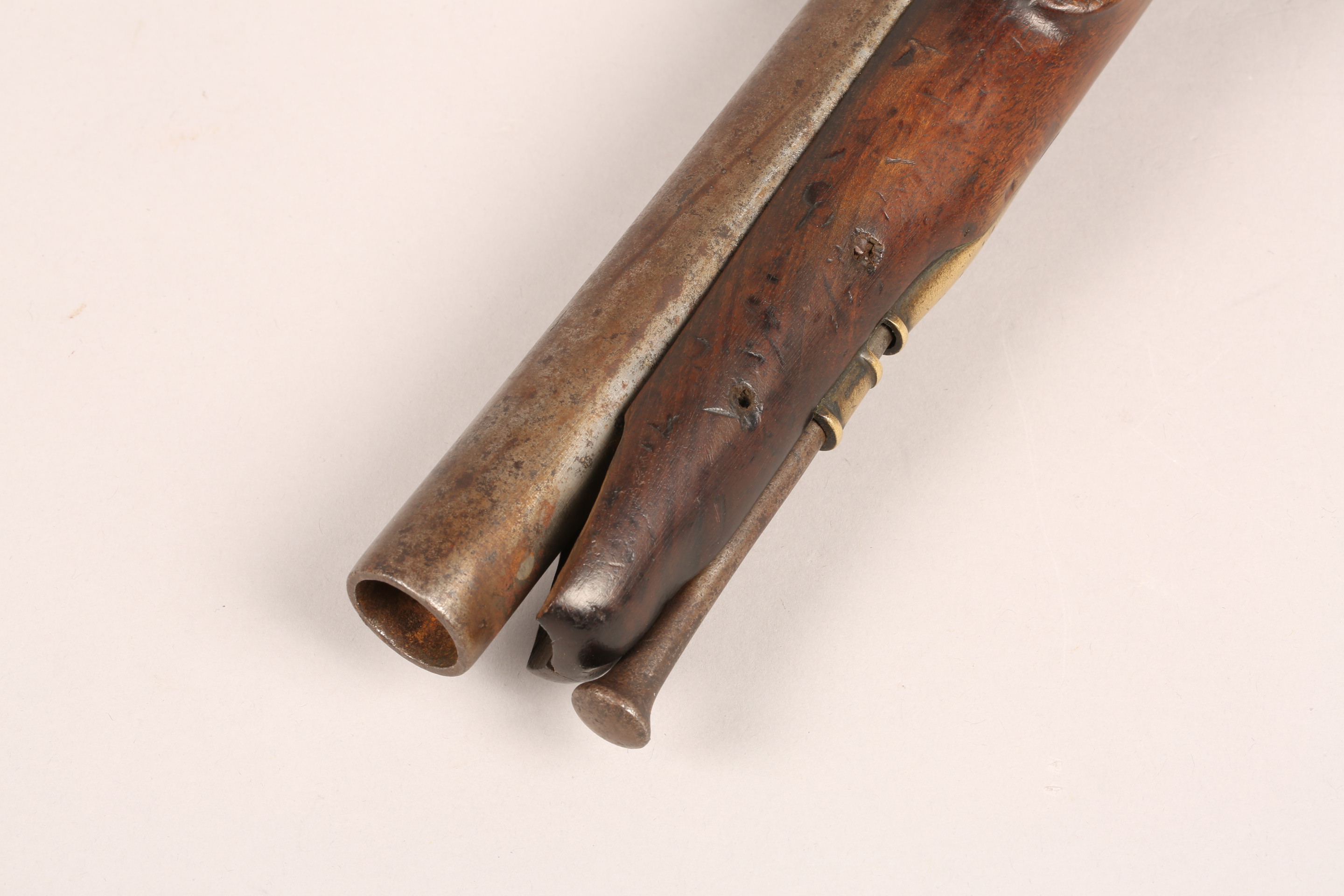 Tower Armouries, London Flintlock service pistol, round 9" iron barrel ...