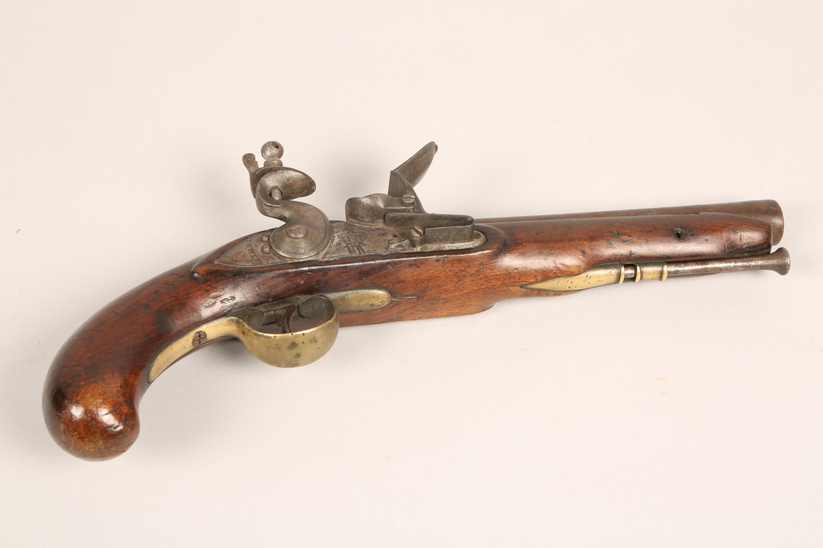 Tower Armouries, London Flintlock service pistol, round 9" iron barrel ...