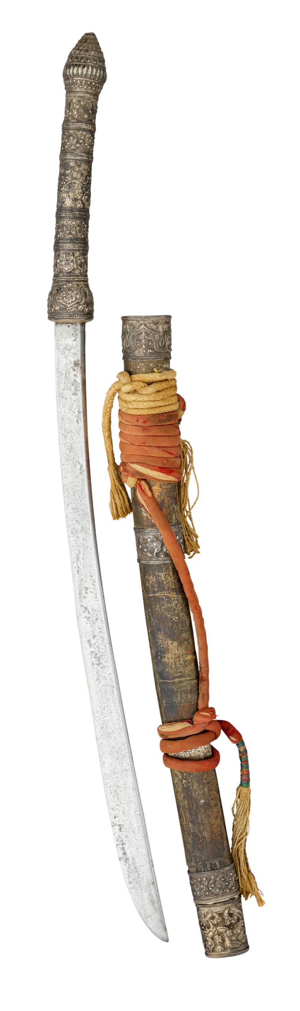 A SIAMESE (THAI) SILVER-MOUNTED SWORD (DHAB), 19TH CENTURY with curved ...