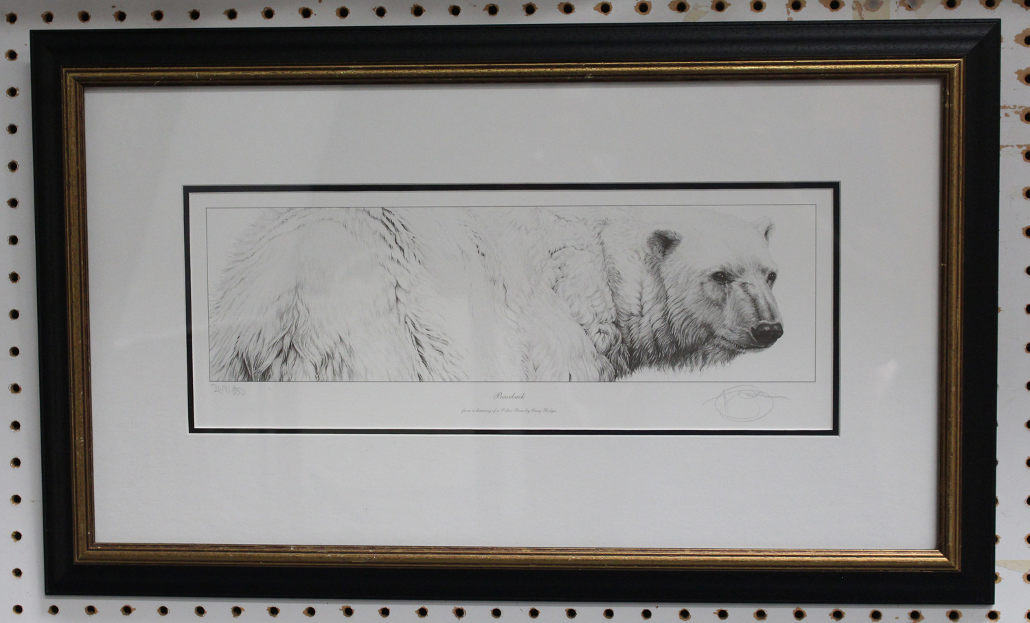 Gary Hodges - 'Polar Bear Swimming', monochrome print, signed in pencil ...