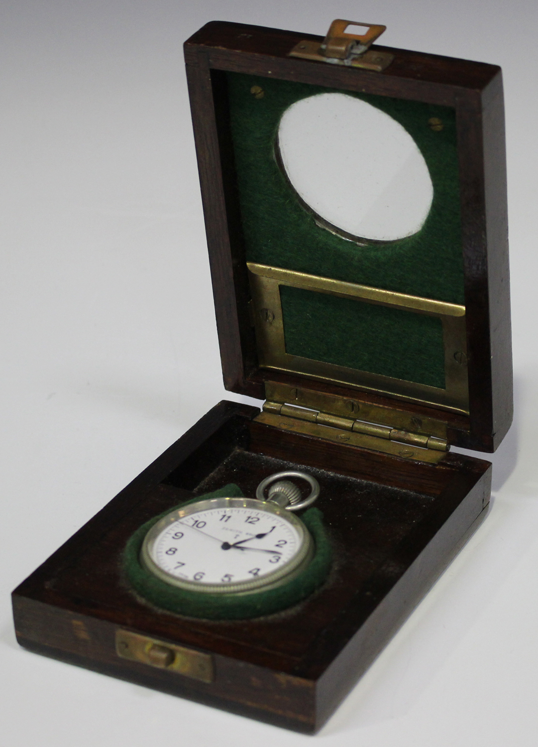 A mid-20th century Zenith Royal Navy base metal cased keyless wind open ...