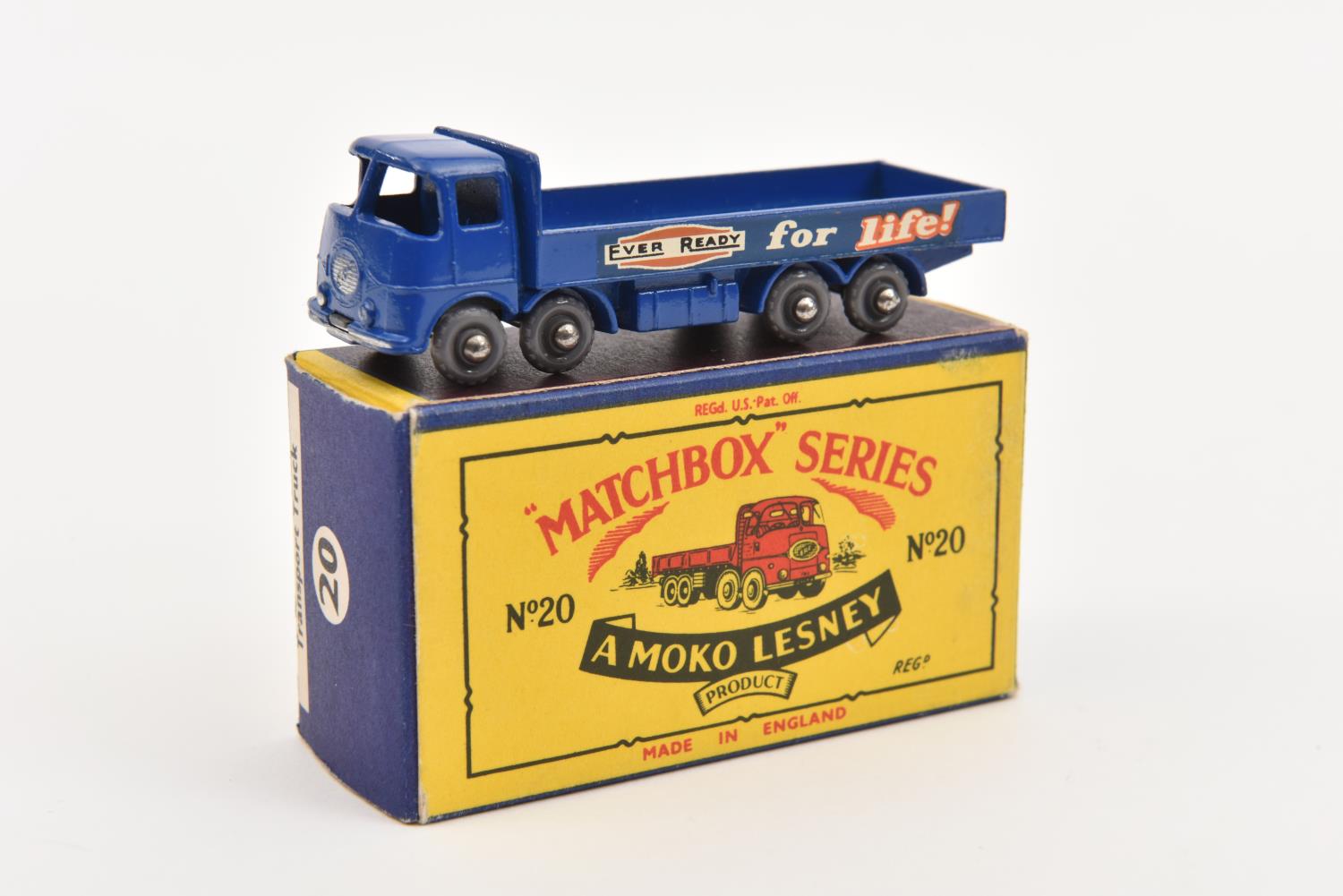 A Matchbox Series ERF 68G Transport Truck (20b). In dark blue with ...