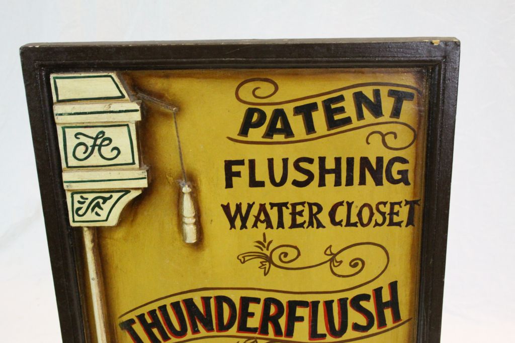 Wooden Relief Sign ' Patent Flushing Water Closet, Thunderflush No. 1 ...