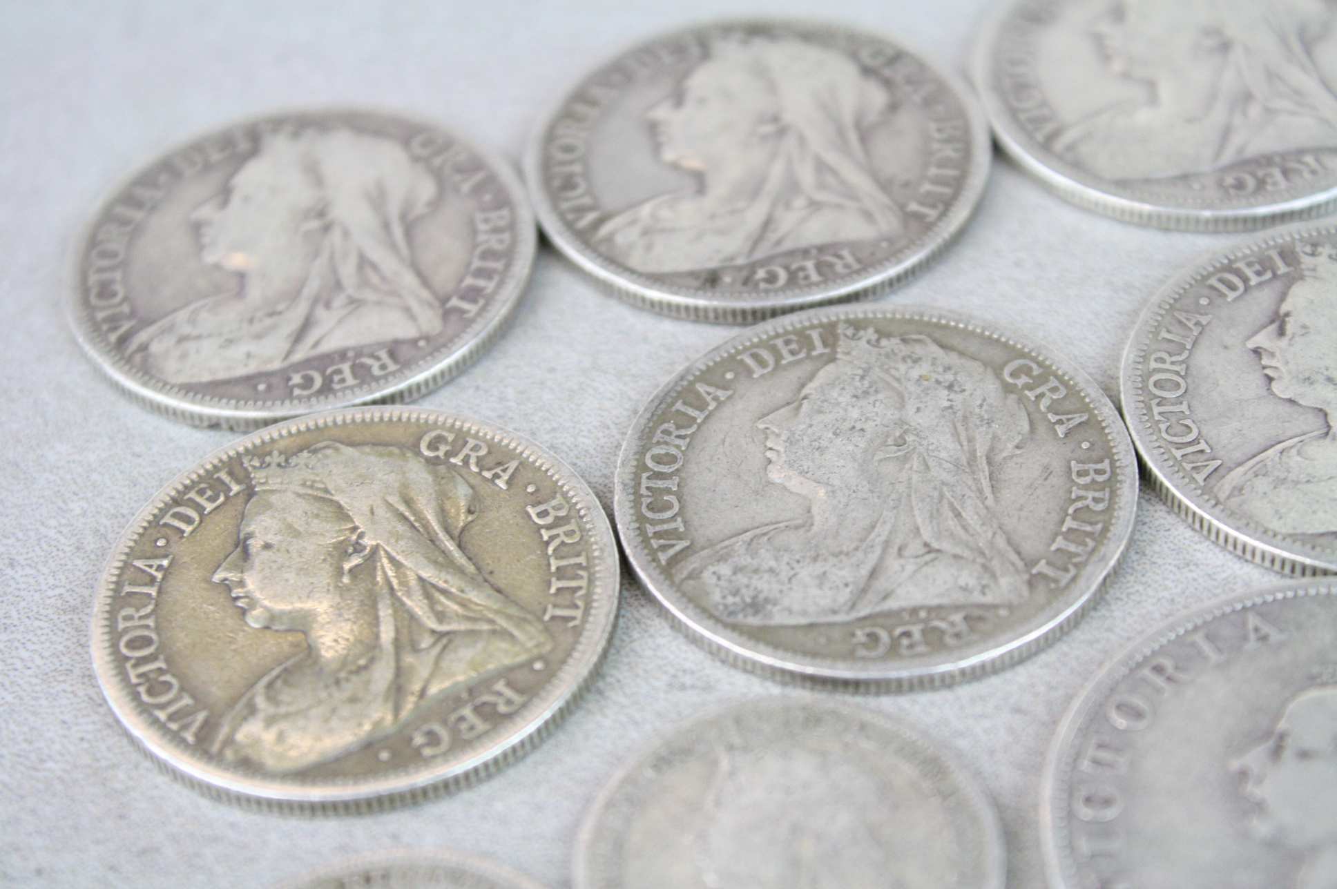 12 Victorian Silver coins to include an 1888 Double Florin, six Half ...