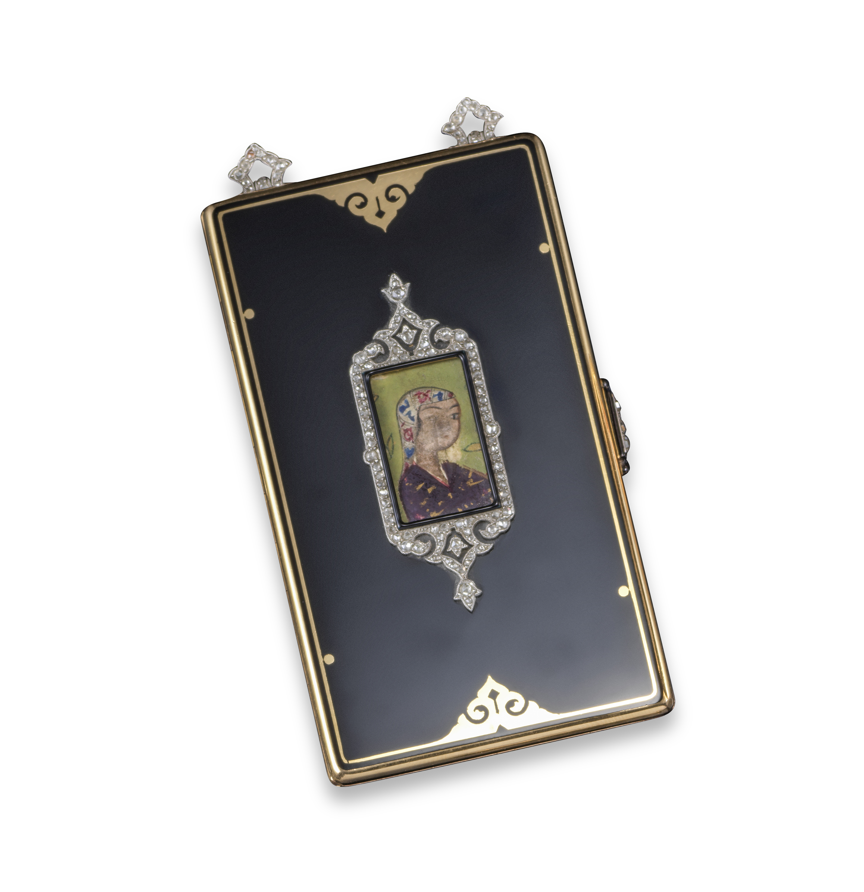 An Art Deco diamond and enamel compact by Cartier, of Islamic ...