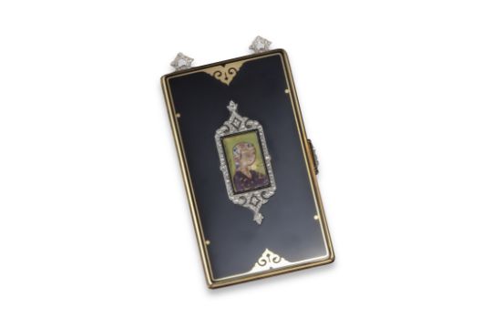 An Art Deco diamond and enamel compact by Cartier, of Islamic ...