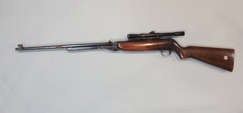A Webley mk3 air rifle with BSA 4 x 20 mounted scope and bag