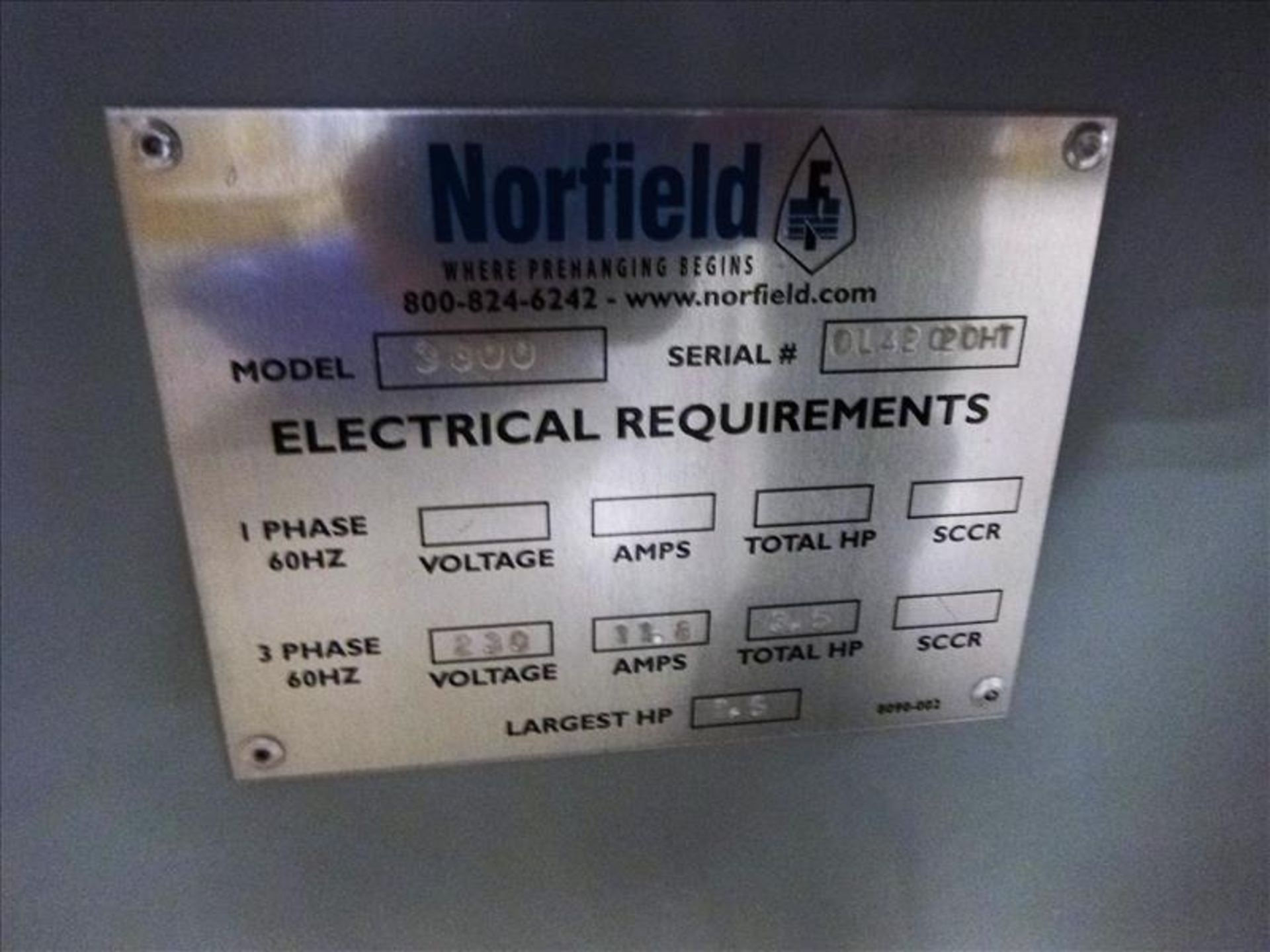 Norfield door lite cut-out machine, mod. 3800LR, ser. no. DL42020HT c/w ...