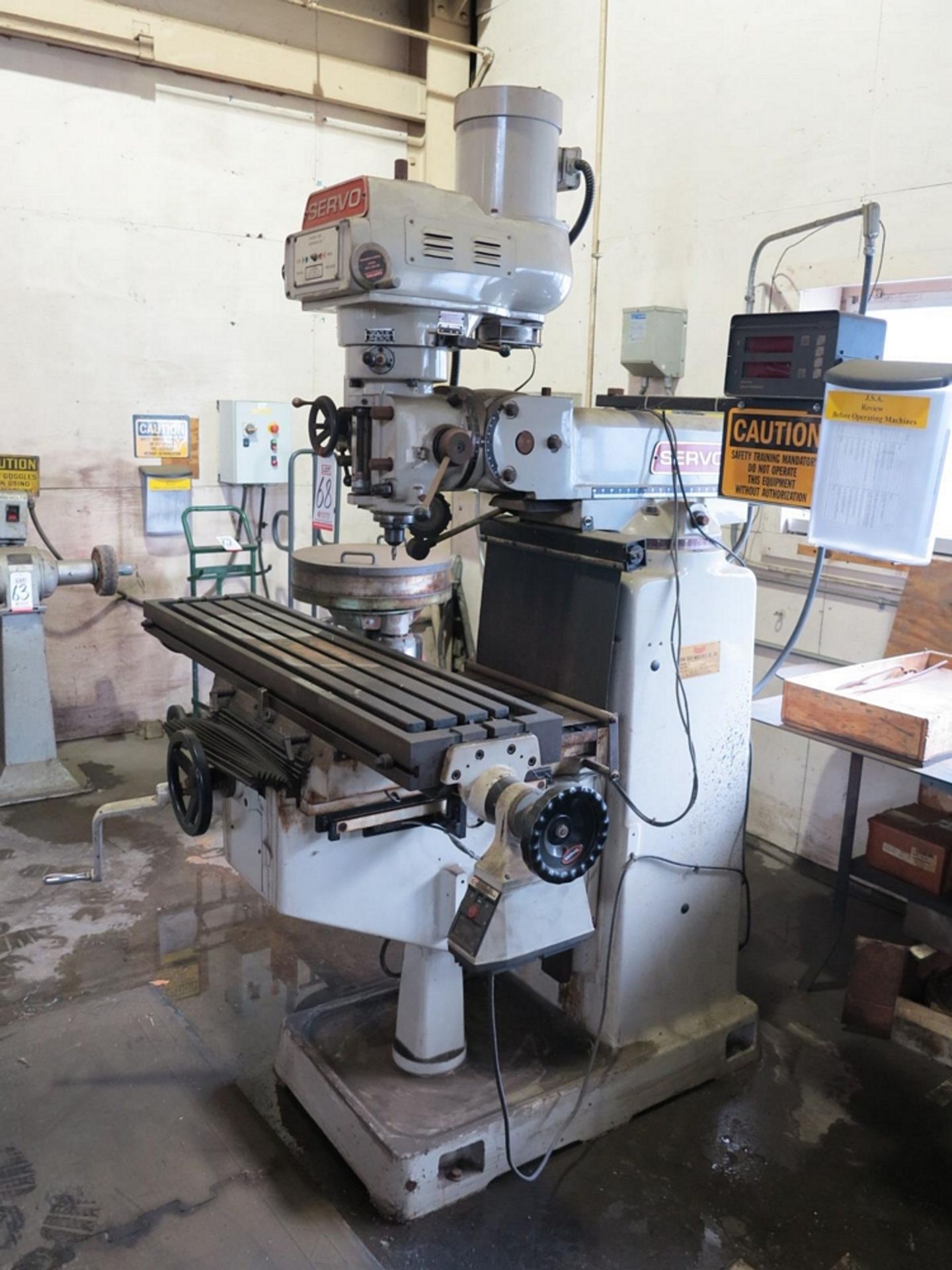 1998 SERVO SV54 MANUAL KNEE MILL, W/ SARGON 652 DRO, SERVO TURBO DRIVE ...