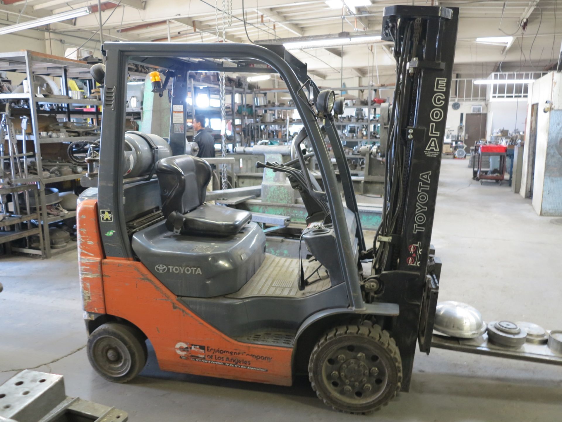 TOYOTA FORKLIFT, MODEL 8FGCU20, 3,400 LB CAPACITY, 3-STAGE MAST, SIDE ...