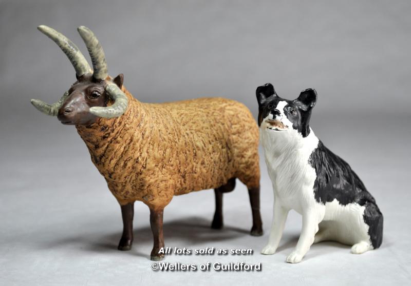 Isle of Man Shebeg pottery sheepdog, seated, impressed 'K, Shebeg, I.O ...