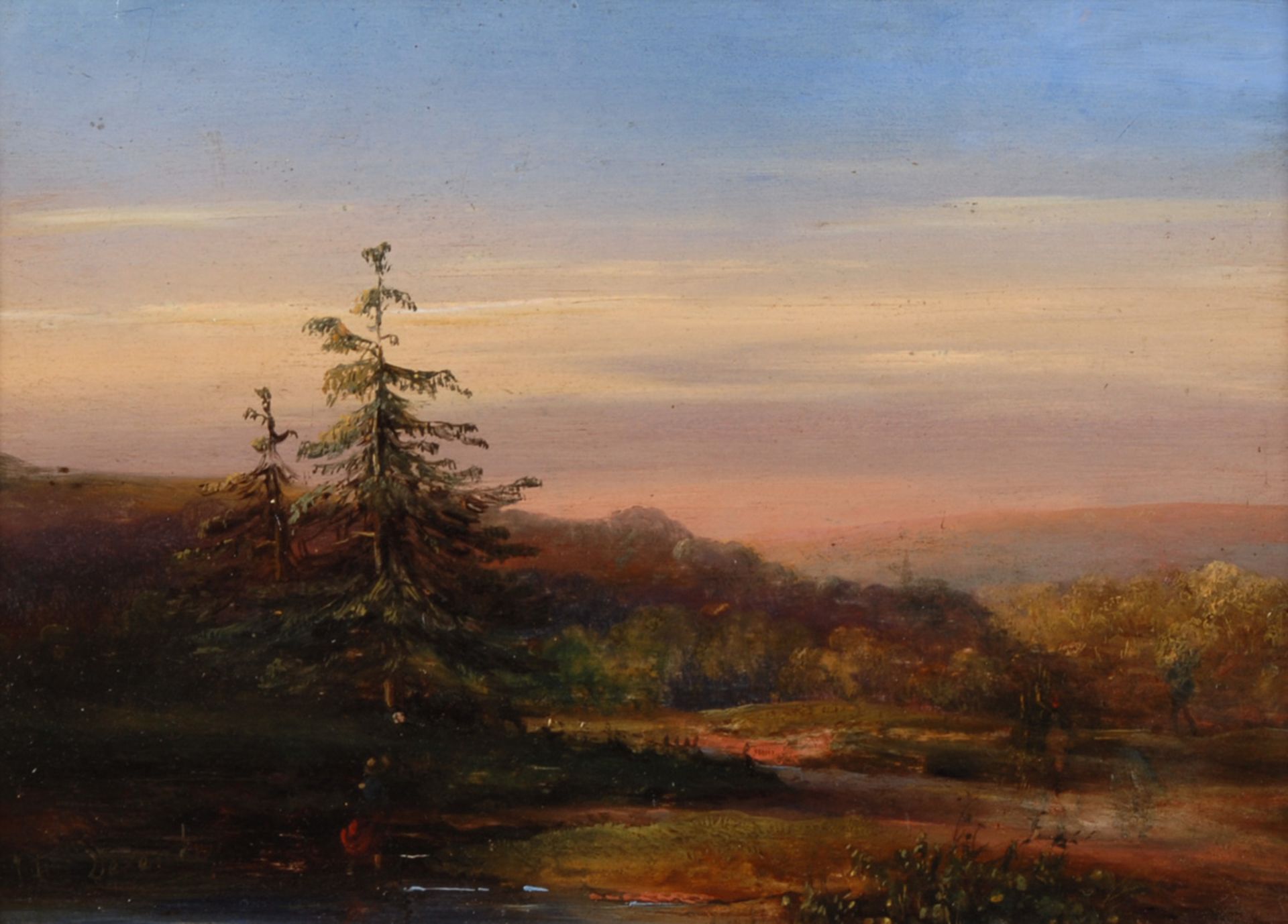 DEVENTER, Jan Frederick van: Kleine Landschaft.Öl/Holz, links unten ...