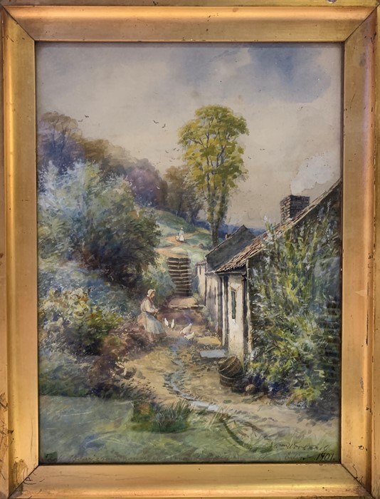 WILLIAM WOOLARD (fl. 1883 -1908): A gilt framed and glazed watercolour ...