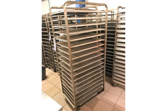 2-18 tier Mobile Bread Racks with Teflon Coated Trays.