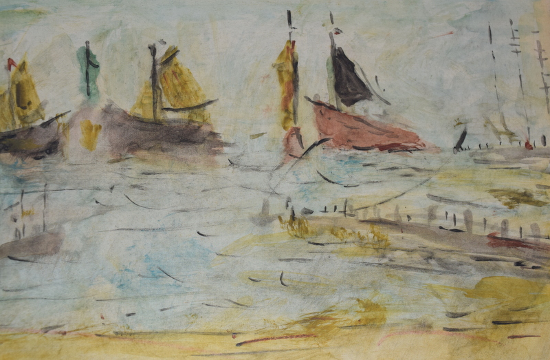 L.S.Lowry Signed Yachts in watercolour L.S.Lowry Signed Yachts in ...