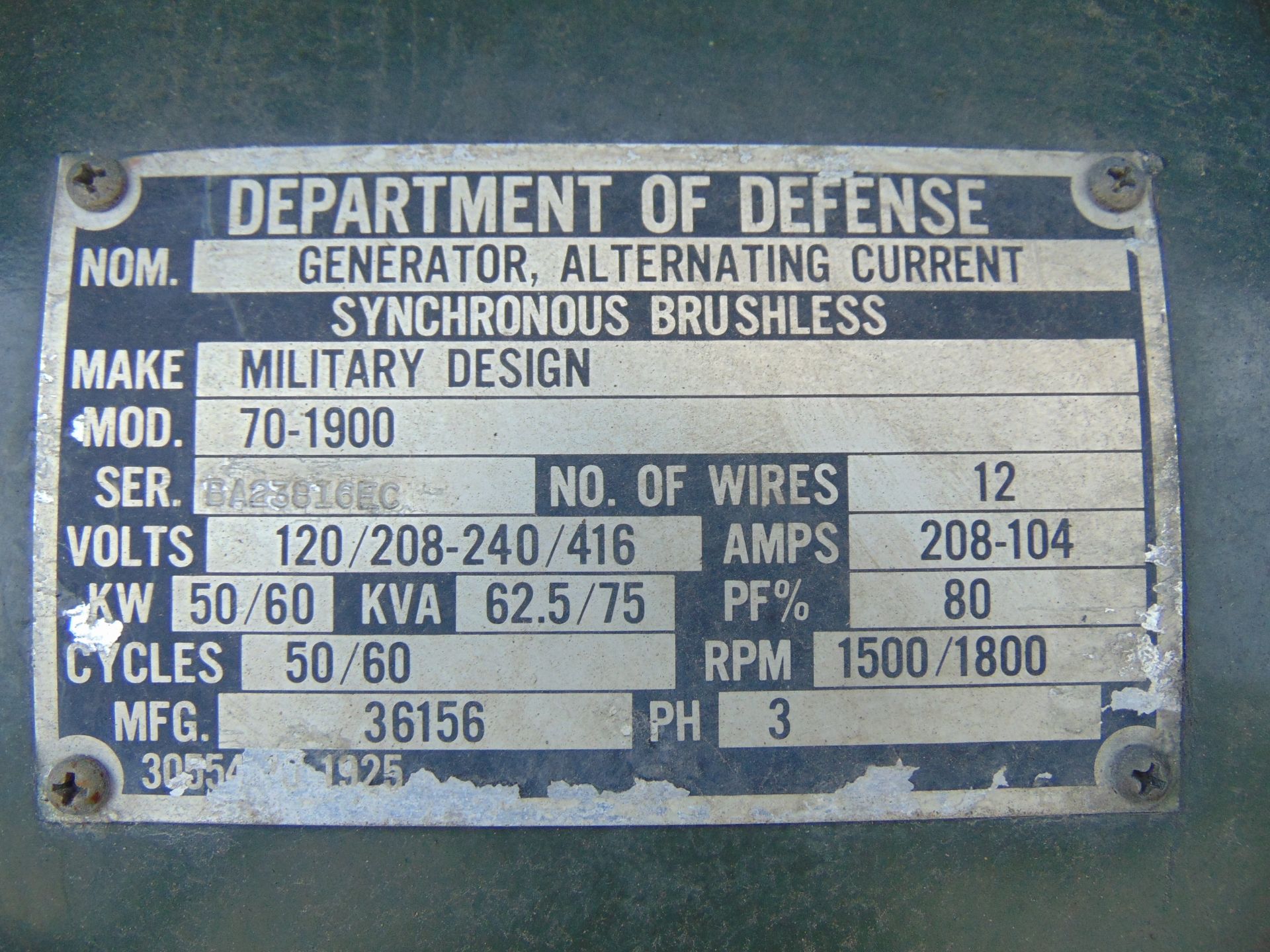 You are bidding on a Fermont MEP-006A 60kW Diesel Generator Set. Sold ...
