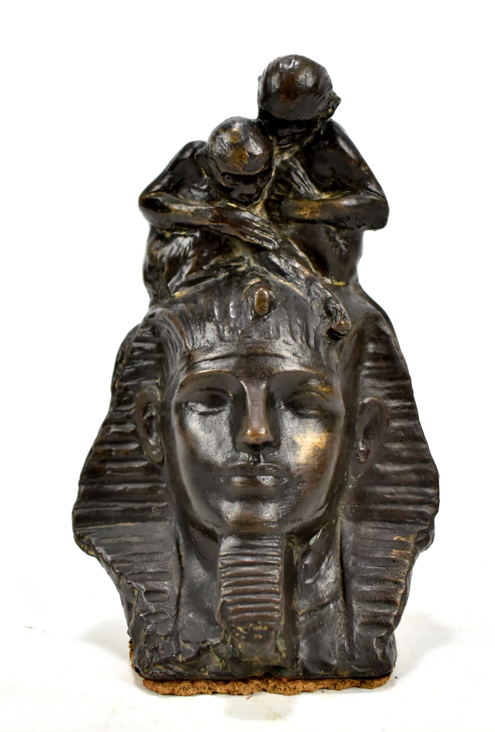 LOUIS RICHARD GARBE (1876-1957); a bronzed metal figure group, bust of ...