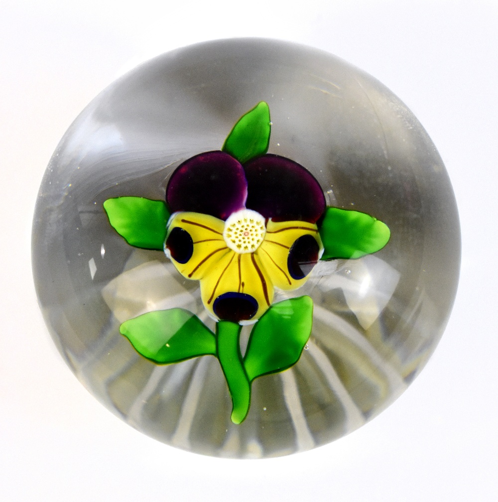 BACCARAT; a 19th century 'Pansy' paperweight, with star cut base ...
