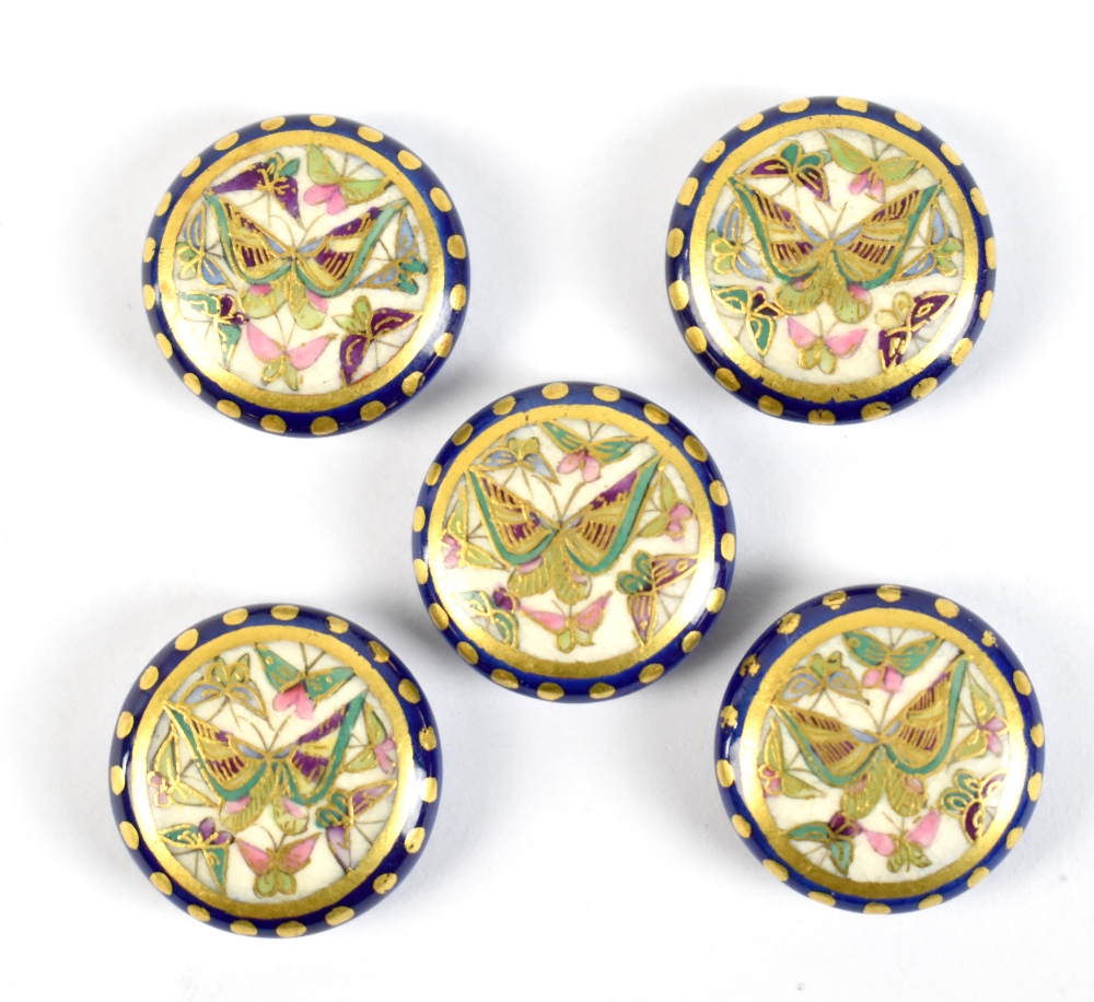 A set of five early 20th century Japanese Satsuma buttons decorated ...